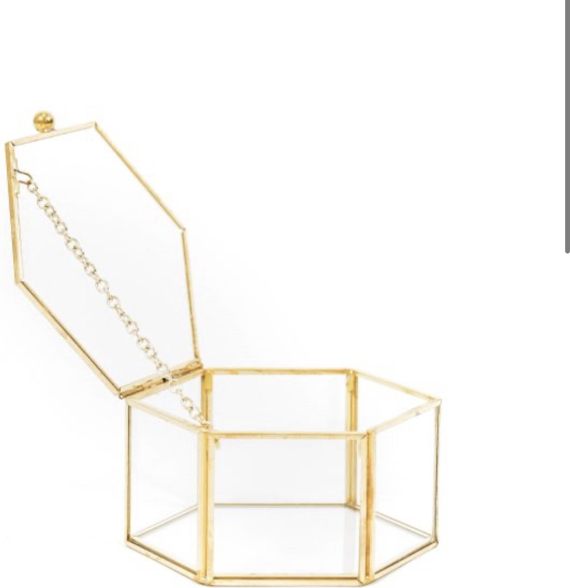 Glazen ringdoosje / opbergbox zeshoek goud HV - Glazen doosje - Gouden doosje -... | bol.com