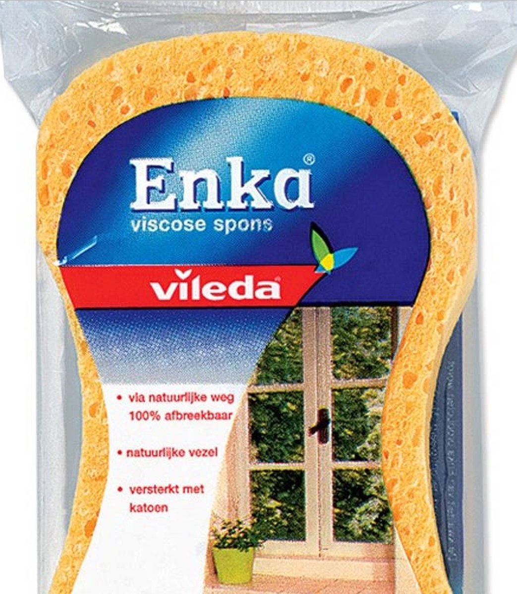 Vileda - Enka viscose spons - Geel - 3.5 x 9.5 x 16 cm - Doos a 18 stuks | bol.com