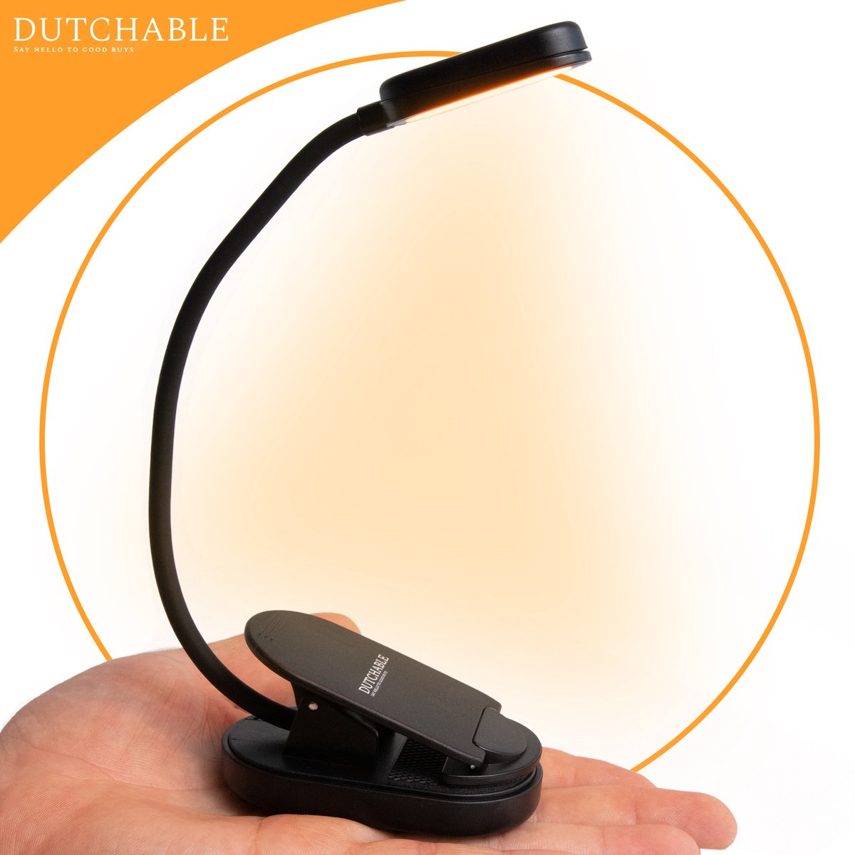 Dutchable Draadloos Leeslampje met Klem - LED Amber Licht - Voor Boek ...