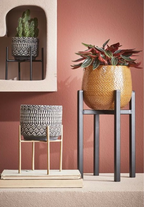 Mica Decorations Bloempot Plantenstandaard Verhoger Zwart H10 X B8 Cm Bol