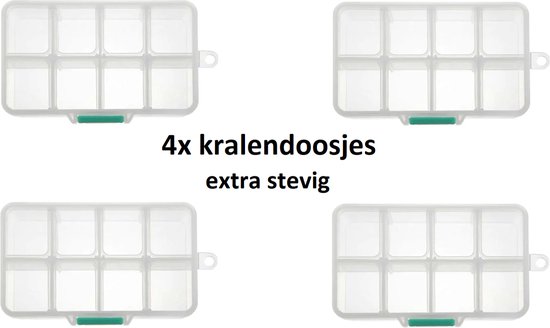 4x Sorteerdoos voor kralen | Opbergdozen voor rocailles | 8 vakjes ...
