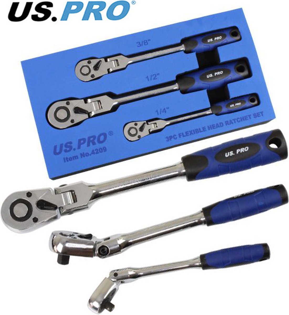 Ratel set met flexibele kop in foam inlay 1/4" - 3/8" en 1/2" | bol.com