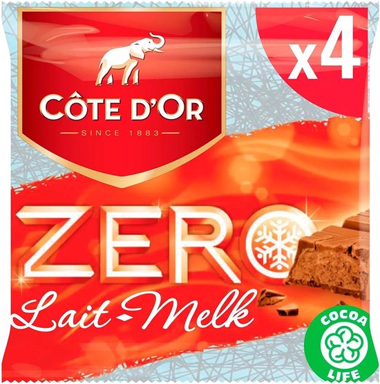 Côte d'Or Zero Lait/Melk 4-pack (4x50g) - 200g x 5 | bol.com