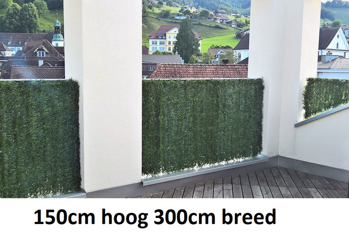 Kunsthaag 150cm x 300cm Tuinscherm Balkonscherm Taxus Groen | bol.com