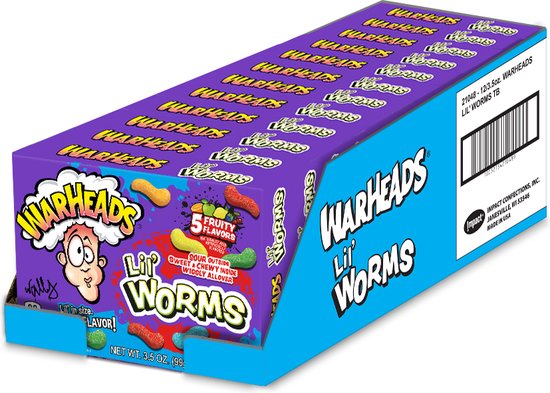 Warheads Lil Worms (99 gram) - 12 Stuks | bol
