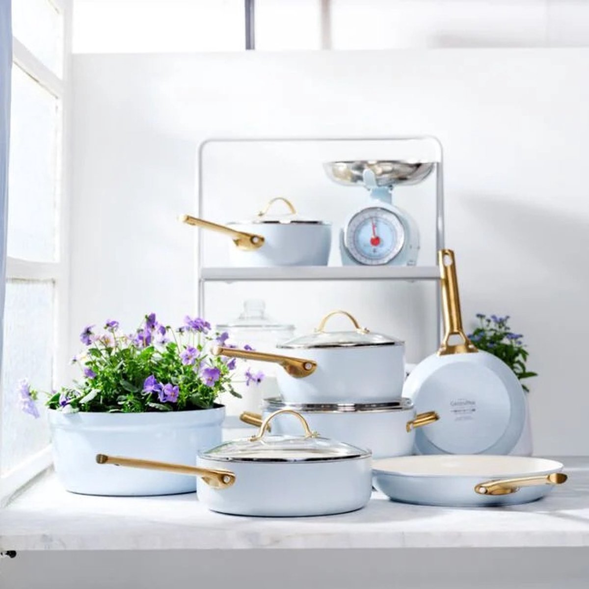 Greenpan Padova Light Blue 10-delige pannenset | bol