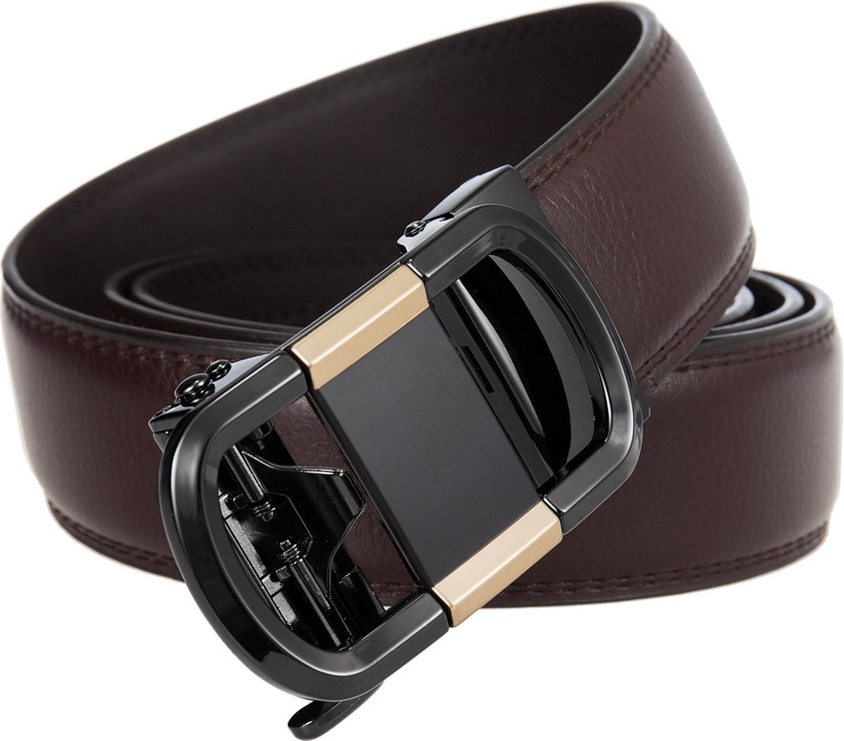 Plyesxale-Riem Heren -Leder Herenriem automatische gesp - Bruin Lederen ...