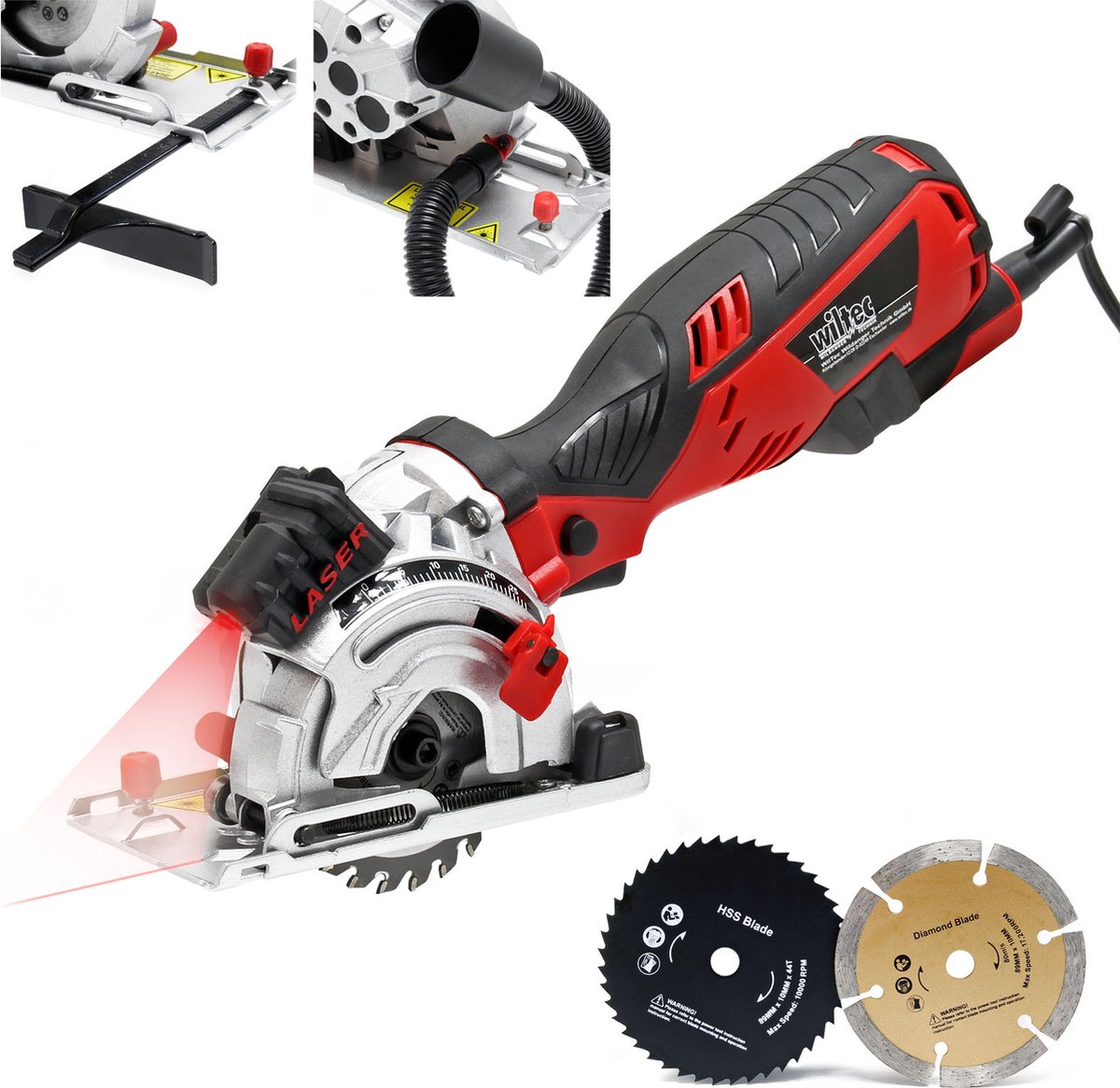 Mini-handcirkelzaag 705W met 28,5mm snijdiepte en laserlijn | bol.com