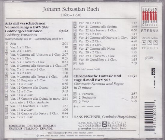 Goldberg Variations, Chromatic Fantasia and Fugue - Johann Sebastian Bach - Hans... | bol