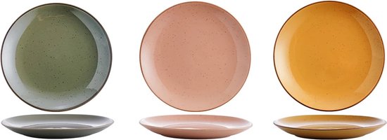 Gekleurde borden - set van 6 stuks - roze, groen en geel | bol.com