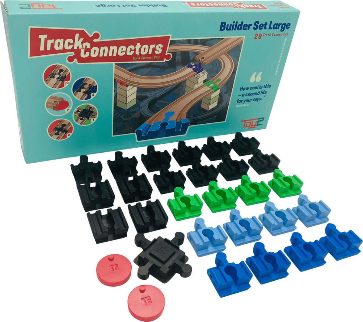 Toy2 Track Connectors Builder Set Large Treinbaanonderdelen - Houten ...