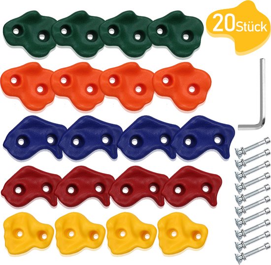 Klimstenen set 20 stuks gekleurd - voor klimwand of houten ...