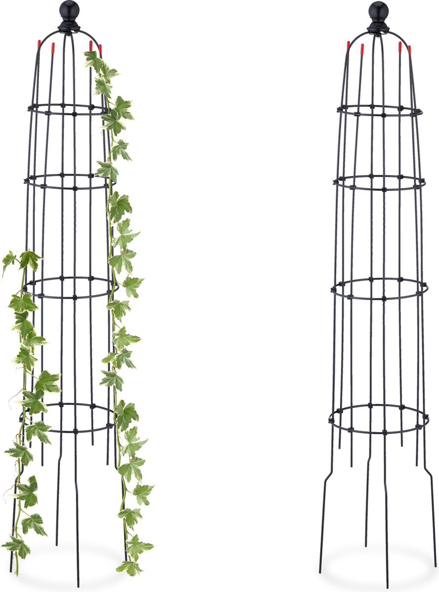 Relaxdays plantensteun klimplanten - set van 2 - 114 cm - zwart ...
