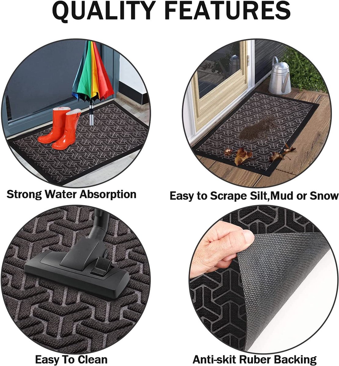 PureJoy Deurmatten Grijs Binnen & Outdoor Rubber Antislip Mat voor ...