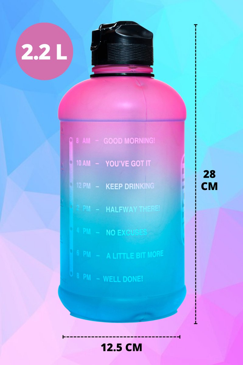 Quality Needz - Bouteille d'eau - Gourde avec paille - Poignée robuste - 2 litres -... | bol.com