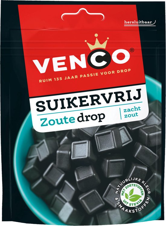 Venco Zoute Drop Suikervrij 12 x 100GR - Voordeelverpakking | bol