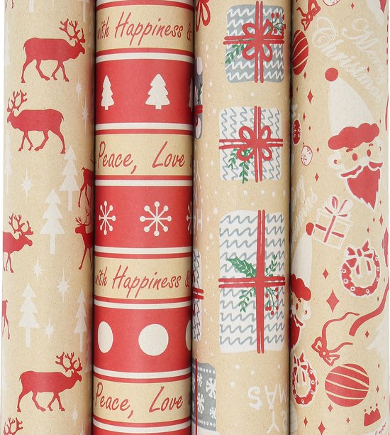 Inpakpapier Cadeaupapier Kerstpapier Feest Cadeauverpakking mix 24 ...