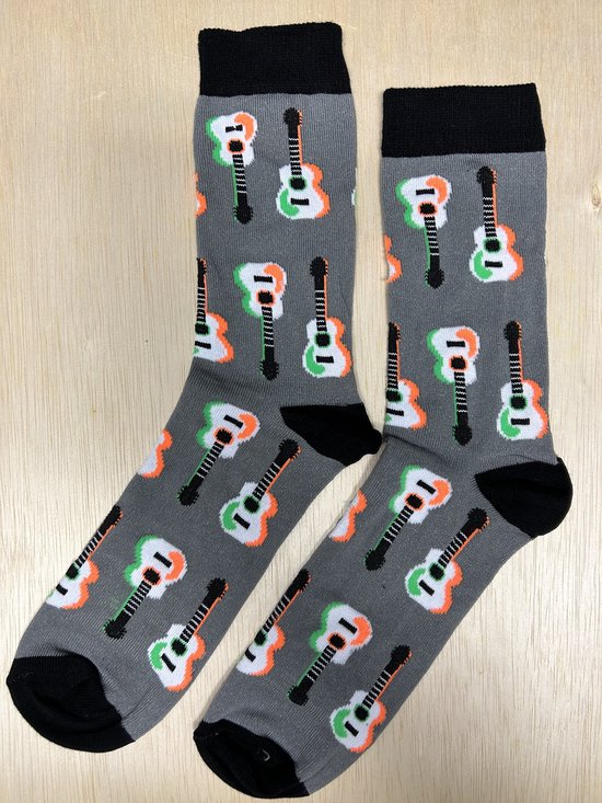 SOKn. trendy sokken *GITAAR*(grijs)maat 40-46 (ook leuk om kado te ...