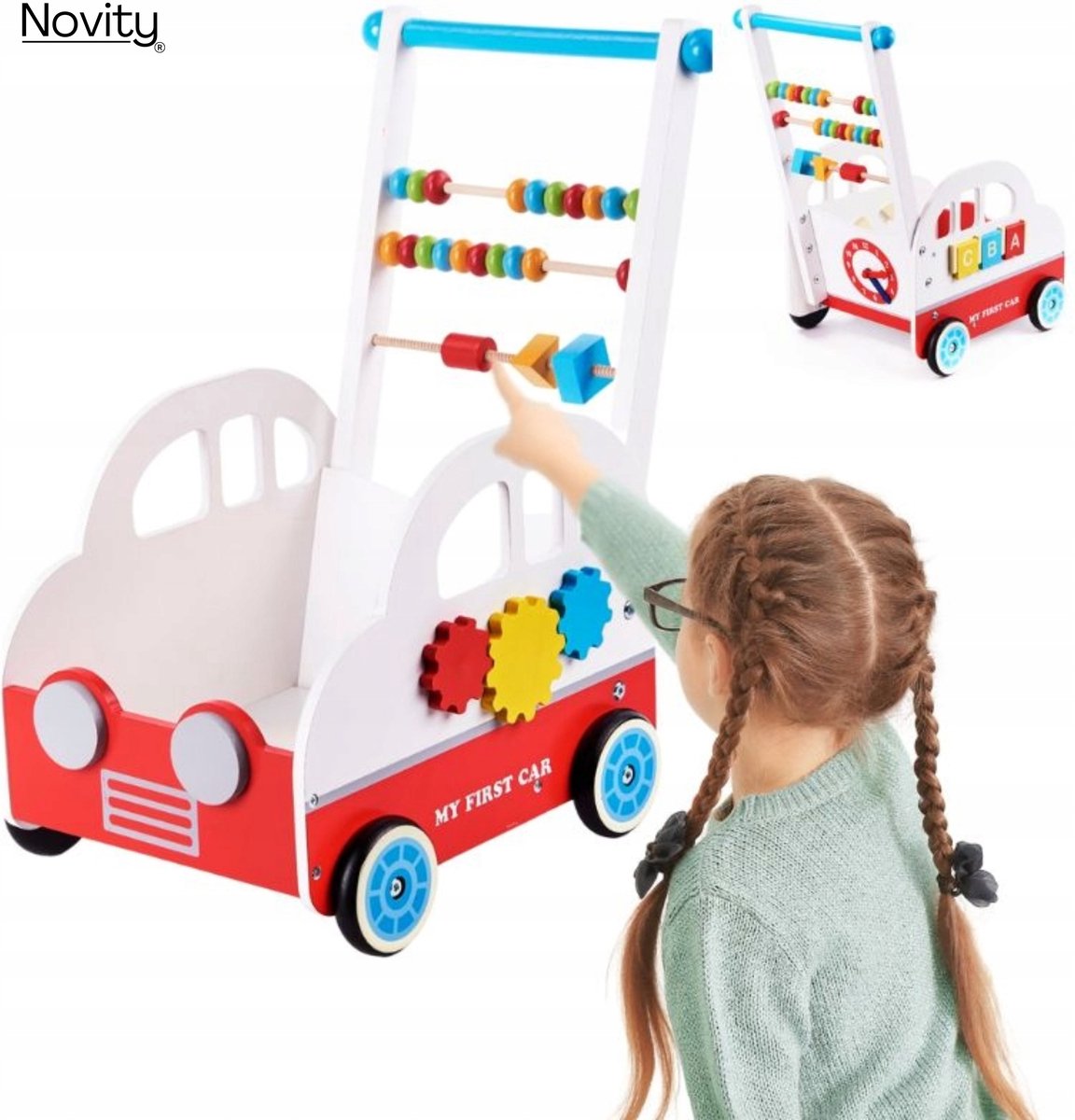 Novity® Looprekje wieltjes - Inklapbaar - Loopwagen - Baby / Peuter ...
