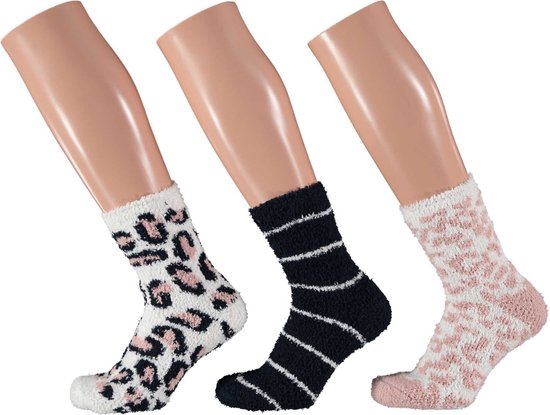 Apollo-sokken | Bedsokken dames | Blauw|Roze | 3-Pak | One Size ...