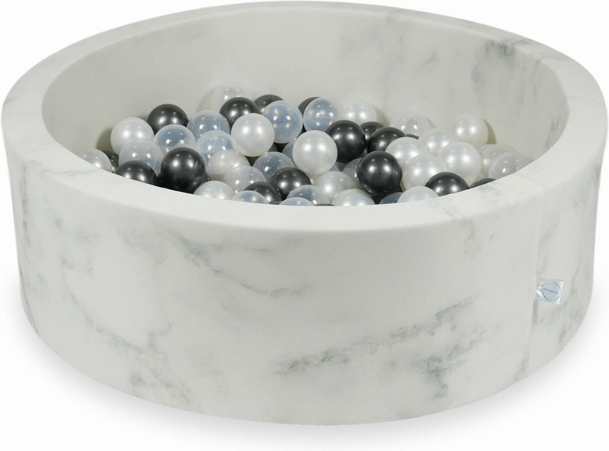 Ballenbad rond marmer - 90x30 cm - met 200 ballen - grijs parelmoer ...