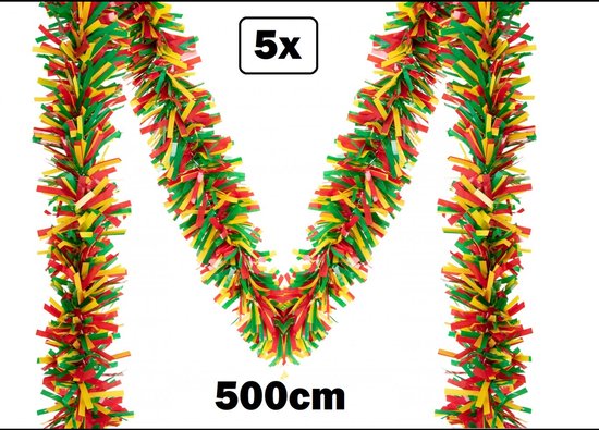 5x PVC slinger brandvertragend rood/geel/groen 500cm - Guirlande ...