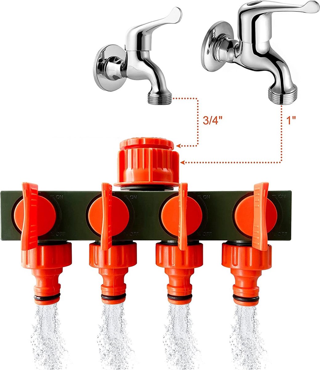 Waterverdeler - 4 uitgangen - Gardena aansluiting 4-weg | bol.com