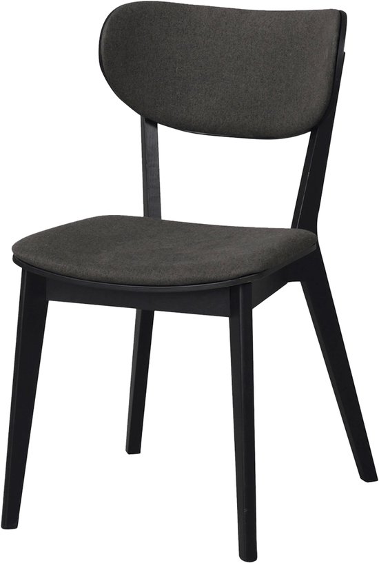 Rowico Home Kato eikenhouten eetkamerstoel zwart - met grijze zitting ...