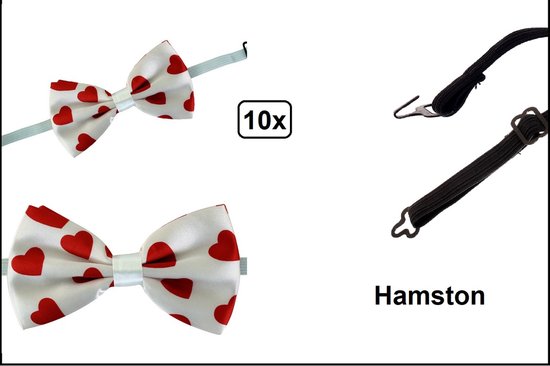 10x Vlinderstrik hartjes rood/wit - Hamston - thema feest party gala ...