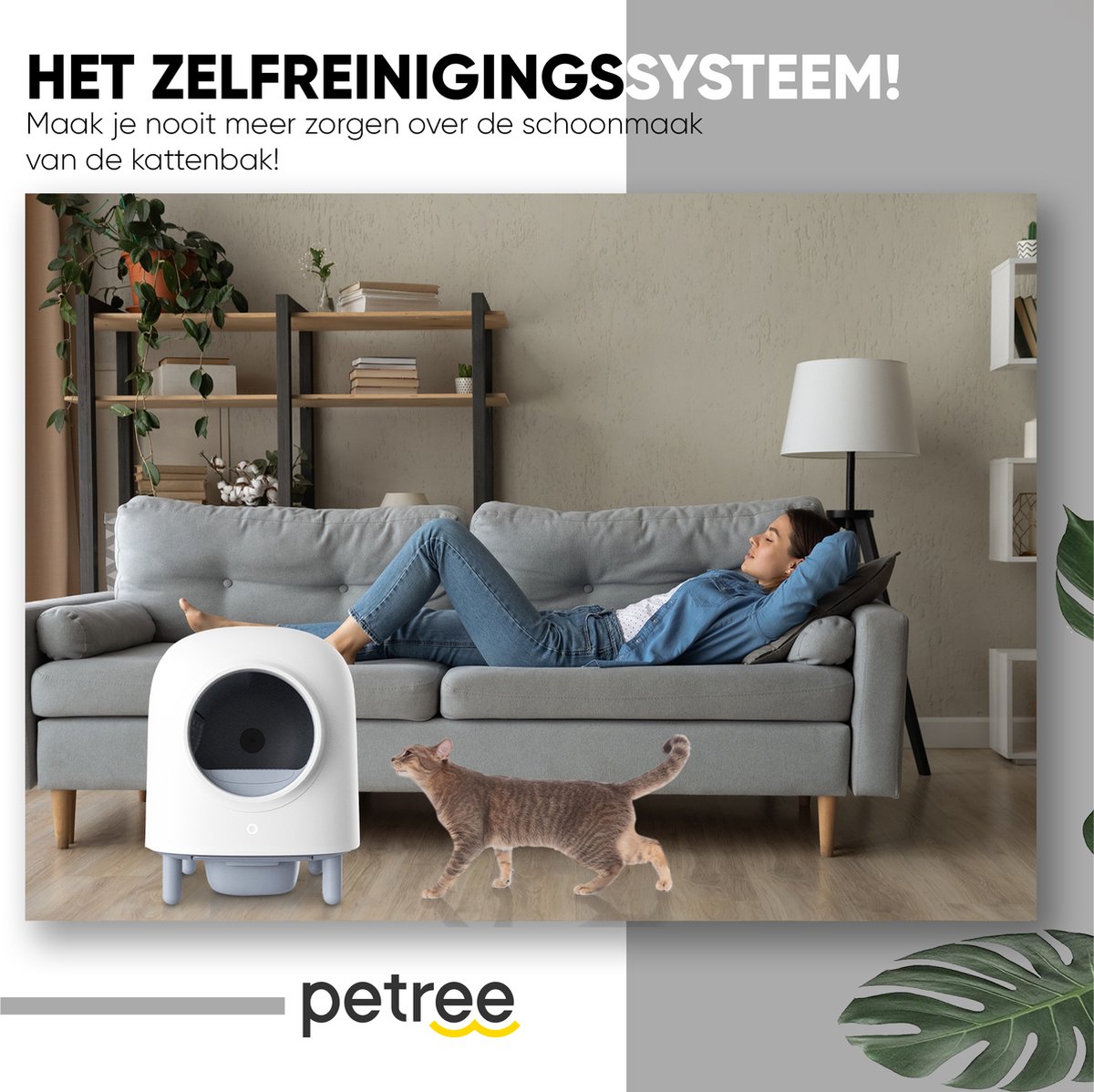 Petree Cube - Zelfreinigende kattenbak - Automatisch - Bedienen via de ...