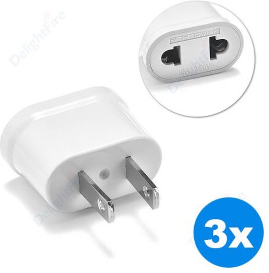 5YOA® Reisstekker EU naar VS - set van 3 - stekker adapter - Europa ...