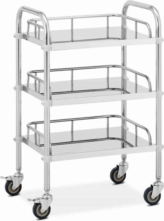 Steinberg Laboratoriumwagen - roestvrij staal - 3 legborden elk 45 x 36 x 2,5 cm - 15 kg | bol.com