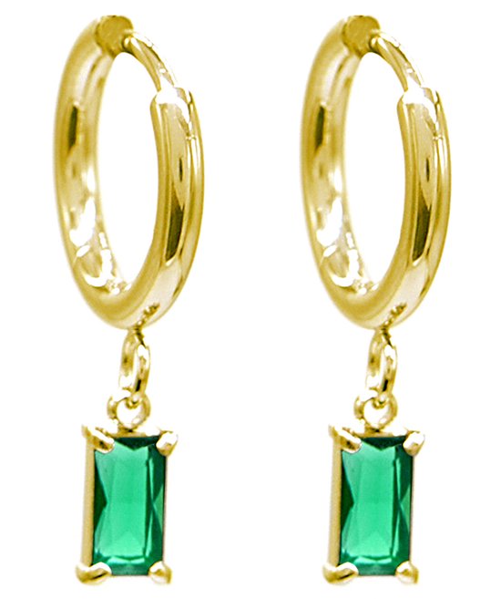 Oorbellen met Zirkonia - Oorringen 12 mm - RVS - Goudkleurig en Groen | bol.com