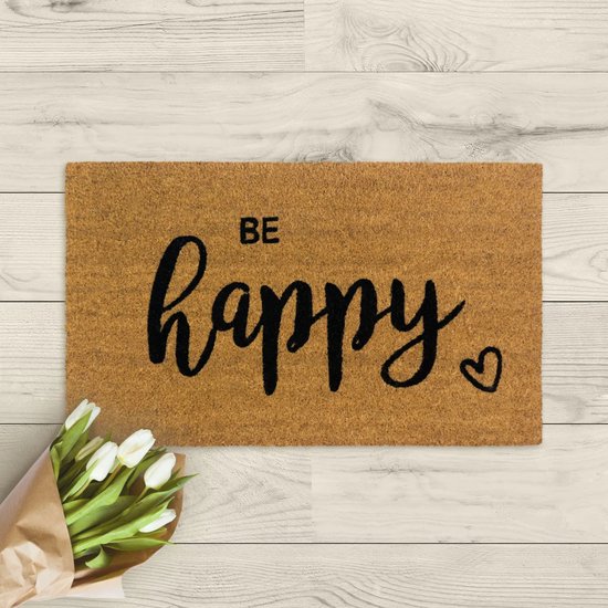 Deurmat be happy / kokosmat be happy 50x75cm | bol
