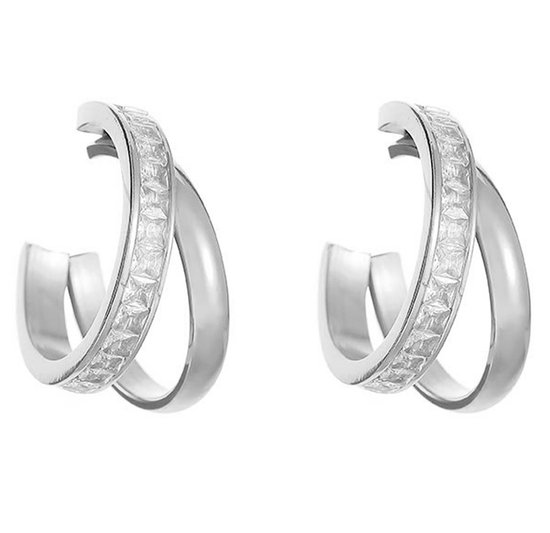 Oorbellen met Kralen - Oorringen - RVS - 2 cm - Zilverkleurig | bol