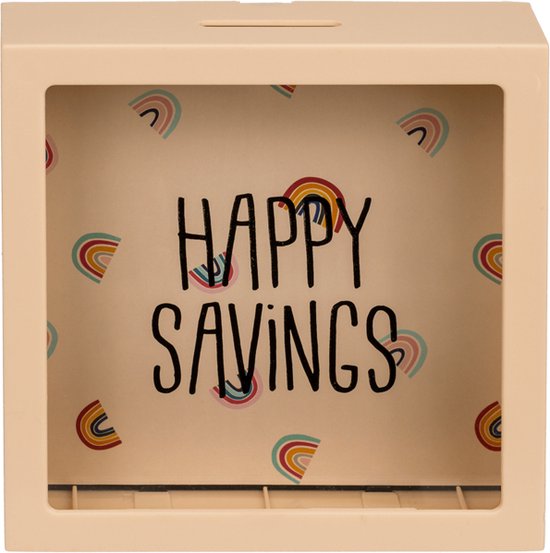 Out Of The Blue Transparante Spaarpot - Happy Savings | bol