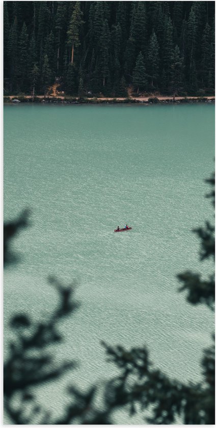 WallClassics - Poster (Mat) - Roeiboot op het Meer - 50x100 cm Foto op ...