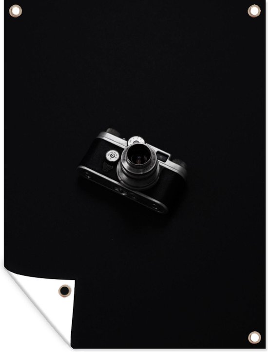 Tuin decoratie Zwart - Camera - Design - Wit - 30x40 cm - Tuindoek ...