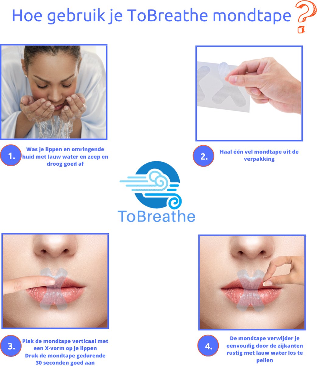 ToBreathe Anti Snurk Mond Tape - Anti Snurk Pleisters - Beter Slapen ...