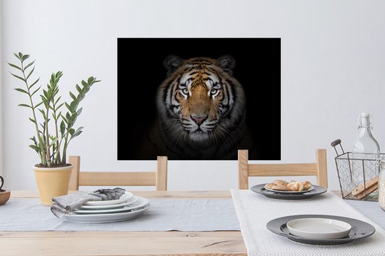 Muurstickers - Sticker Folie - Tijger - Wilde dieren - Portret - Zwart - Dieren -... | bol