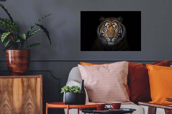 Muurstickers - Sticker Folie - Tijger - Wilde dieren - Portret - Zwart - Dieren -... | bol