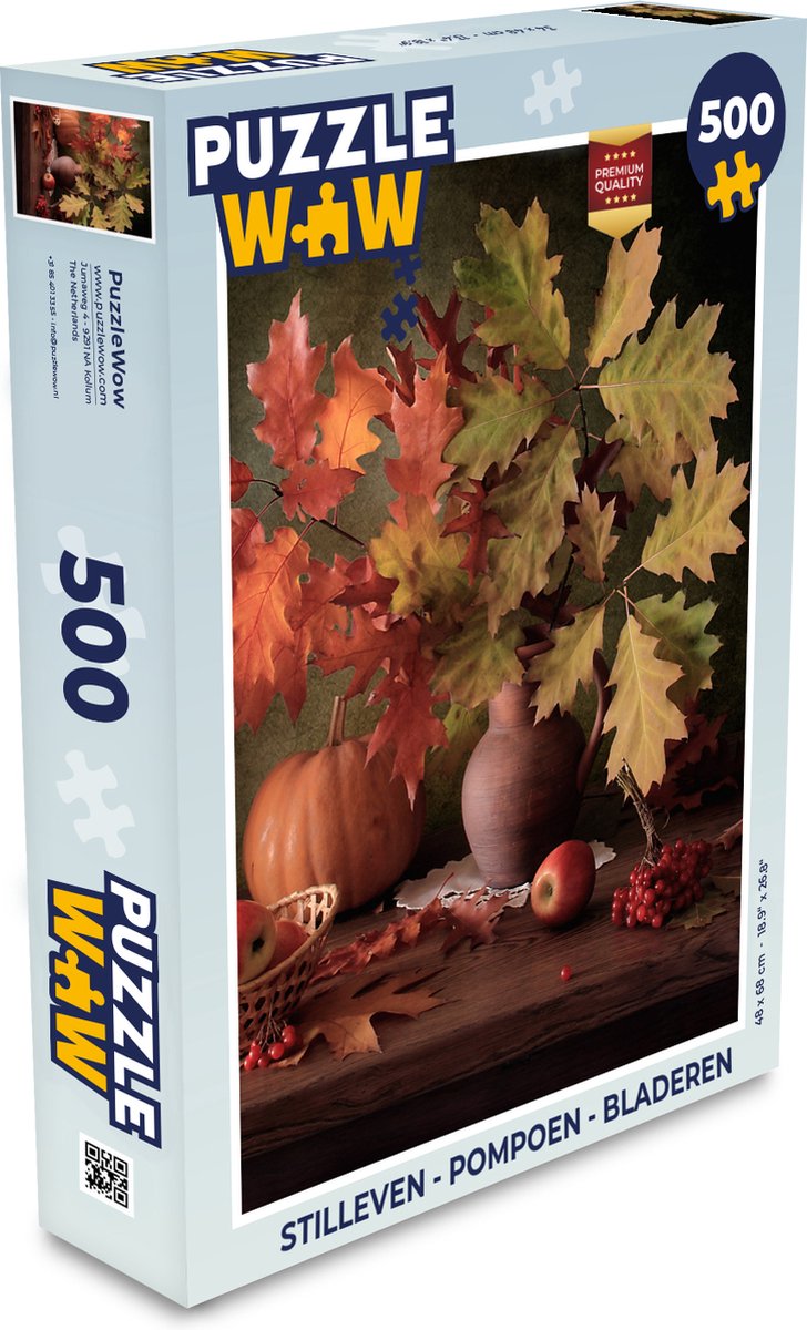 Puzzel Stilleven - Pompoen - Bladeren - Appel - Kersen - Herfst ...