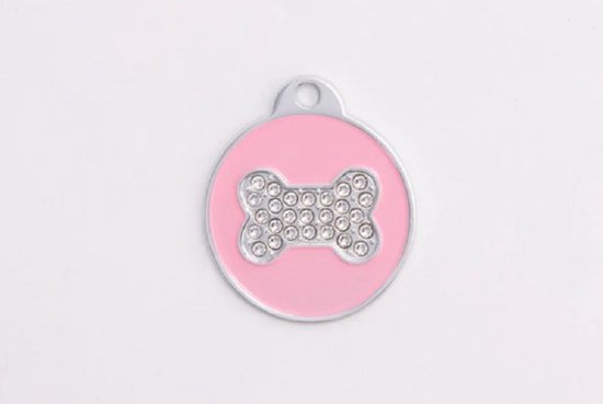 Hondenpenning Paw rond groot roze | bol