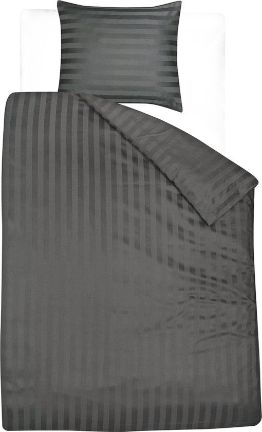 Dekbedovertrek satijn gestreept 27mm - CVC 140g. m2 antraciet | Hotel / Horeca | bol.com