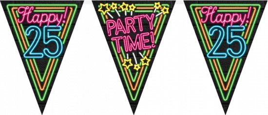 Vlaggenlijn 25 jaar - Vlaggenlijn - Verjaardagsversiering - Neon - 25 ...
