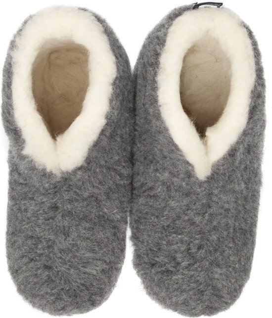 LuLu- Wollen Sloffen Pantoffels - Grijs- Antislip Zool - Maat 37 ...