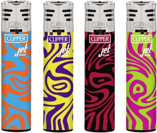 Clipper Classic Large Jet Flame Aanstekers "Funky Patterns" (4 Stuks ...