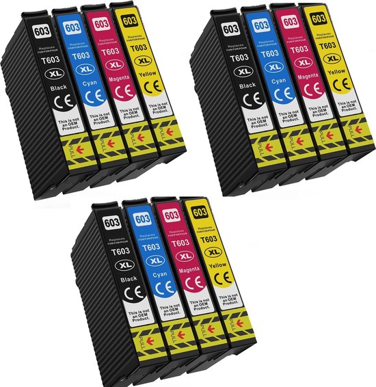 Inktdag inktcartridges voor Epson 603XL, Epson 603 multipack van 12 ...