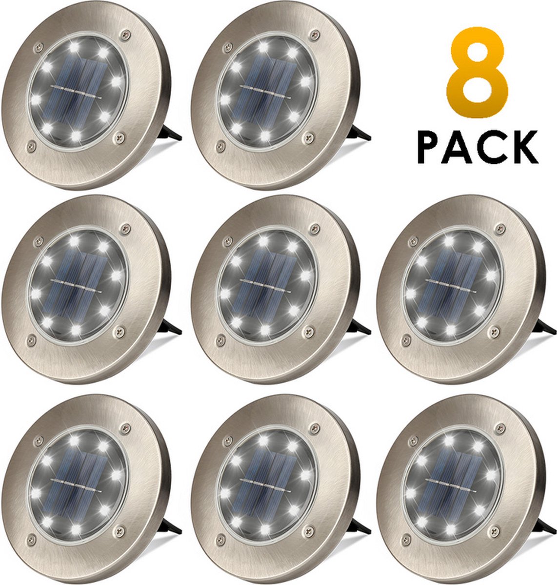 8x Solar Led Zonne LED Grondspots Solar Tuin Set Buitenlamp ...