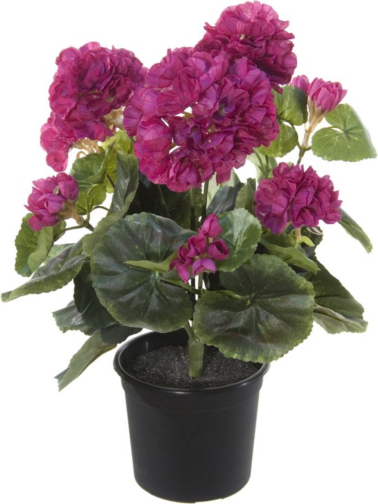 Louis Maes Geranium Kunstplant - in pot - fuchsia - H35 cm | bol